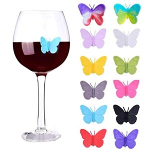 alyc wine glass charms drink markers butterfly glass identifiers for wine tasting party favors set of 12 silicone wine glass tag with suction up