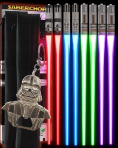 lightsaber chopsticks light up star wars led reusable red blue green purple 4 pairs free darth vader keychain bottle opener