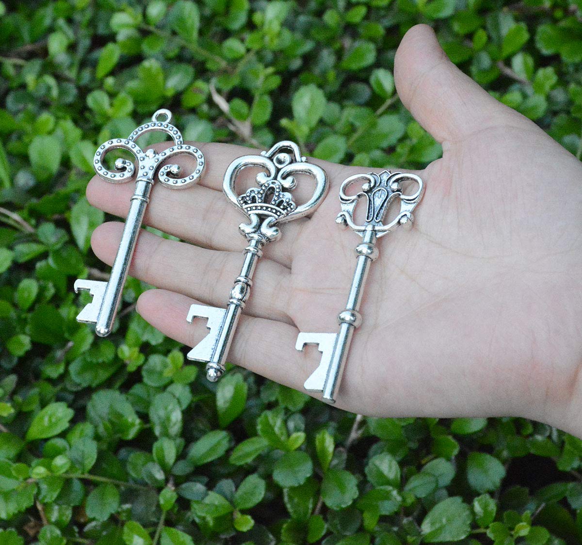 50 Pcs Silver Skeleton Key Beer Bottle Opener With 100 Pcs Thank You Card and 98 Feet Hemp Rope for Wedding Party Favors (50pcs Silver)