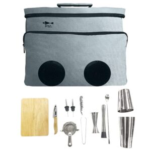 Outdoor Cocktail Travel Set,SKY FISH 13 -Pieces Bartender Kit Including Bar Tools and Insulated Bag for Travel, Camping and Picnic