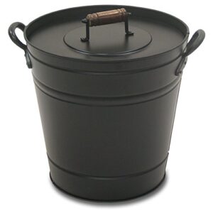 pilgrim home and hearth 19504 air insulated ash bucket, 14.75″d x 12.25″w x 13″h, 7 lbs, black