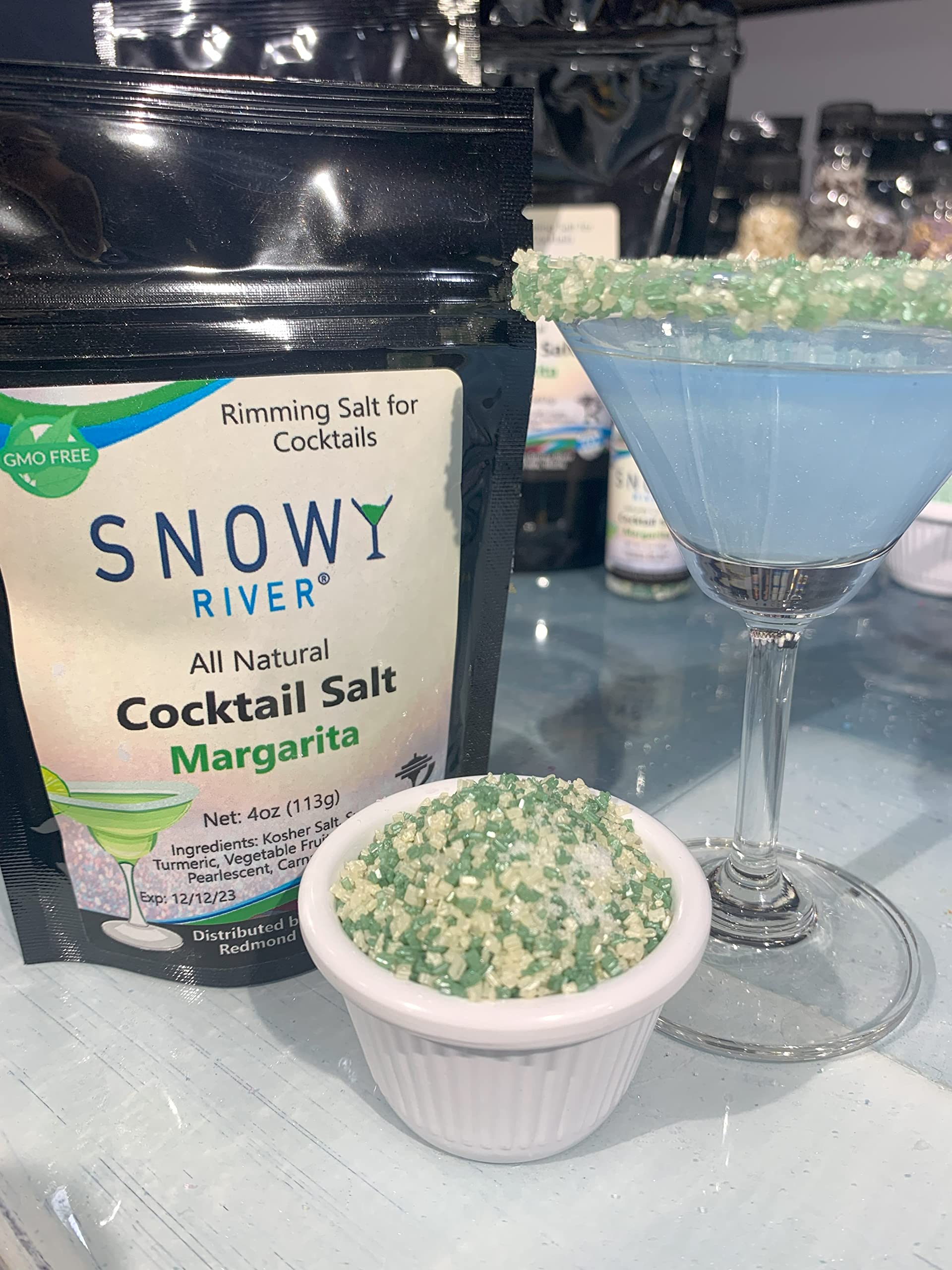 Snowy River Margarita Sugared Salt Blend - Naturally Colored Margarita Salt with Sugar hints, Margarita Rimmer, Beverage Rimmer, Cocktail Rimming Salt, Decorative Salt, Kosher (8oz Bag)