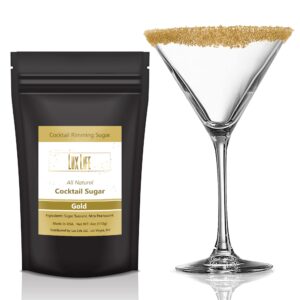 lux life cocktail sugar - gluten & gmo-free cocktail rimming sugar - vegan & kosher rimming sugar - rimming sugar for cocktails, daiquiris, cosmopolitans & margaritas (4oz, gold sugar)