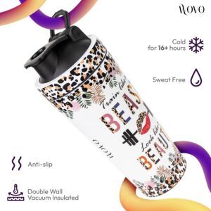 Wovo 26oz Shaker Bottle, Double-Walled Insulated Stainless Steel Water Bottle and Protein Shaker, Workout Shaker Cups with Wire Whisk, Reusable Gym Water Bottle, Train Like a Beast Look Like a Beauty