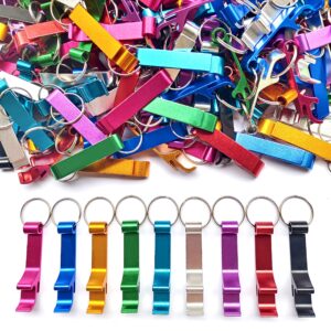 mtomdy 200 pieces colored aluminum bottle opener,soda beverage beer bottle opener keychain,bottle openers aluminum beer bottle opener claw beverage keychain ring for kitchen/wedding/bar/party