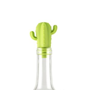 TrueZoo Cactus Wine Glass Charms and Drink Markers with Bottle Stopper - Wine Accessories - Multi Color Set of 7