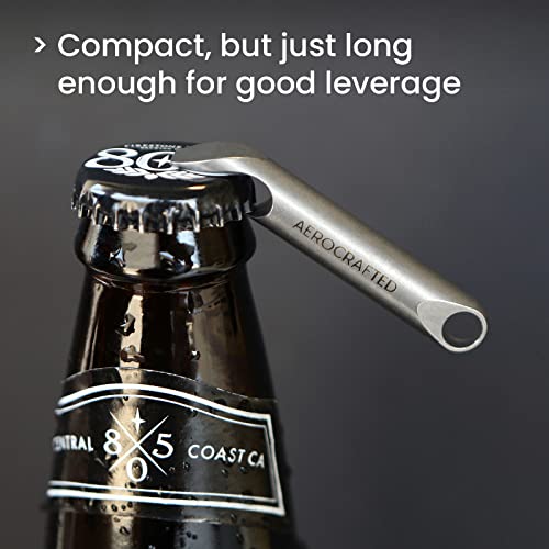 Aerocrafted Wingman Bottle Opener - Titanium Everyday Carry, Multifunctional Beer Opener and Pry Bar Tool for Keychains, Made in the USA