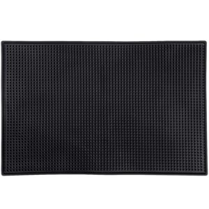 kinjoek 1 packs 18 x 12 inch rubber bar service mat, black drink coasters, heavy duty leakproof non slip tabletop protection home bar mat for countertop kitchen restaurant hotel beverages furniture