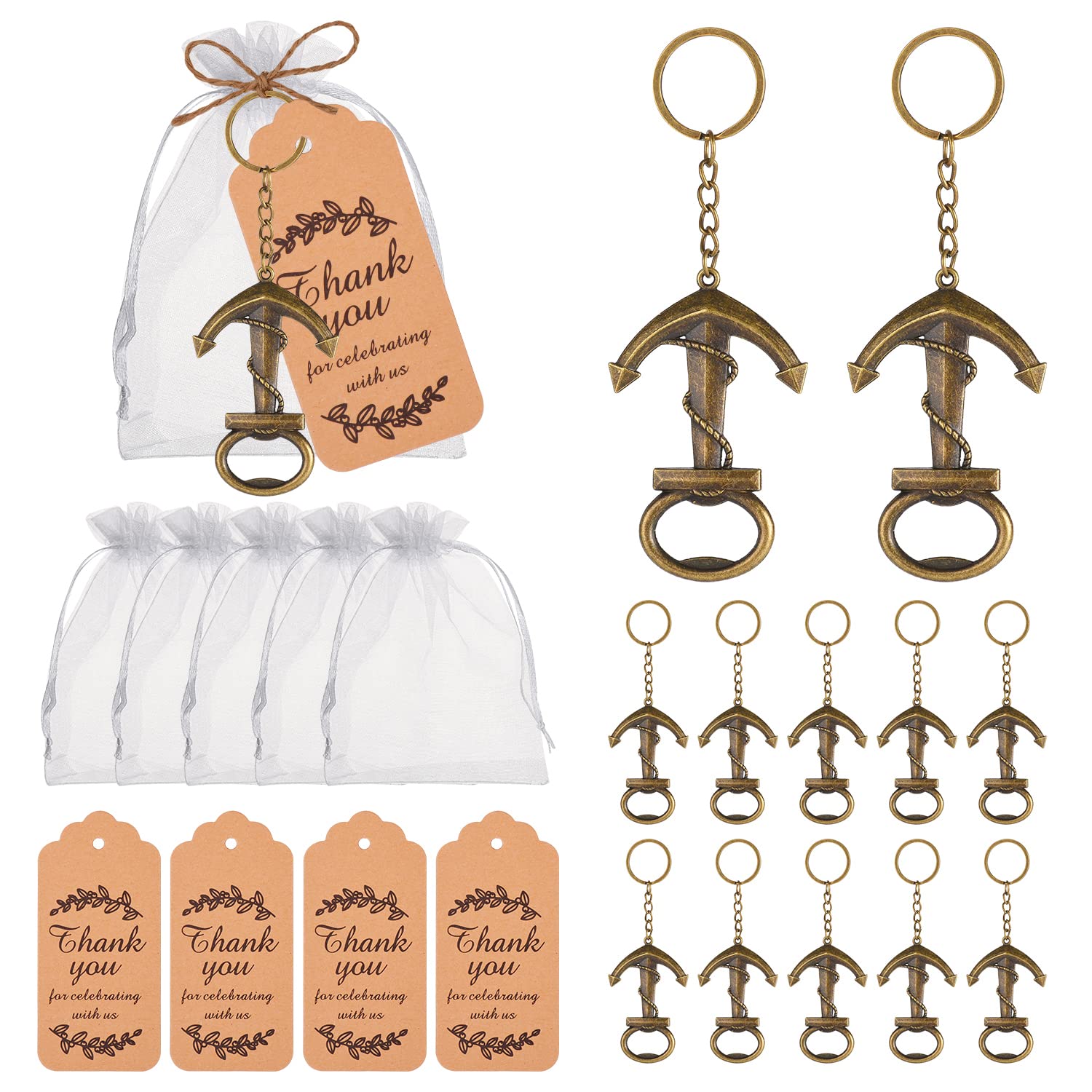 KaGrbves 50 Anchor Bottle Opener Keychain for Nautical Wedding Favors for Guests Bulk 50 or Baby Shower Gifts,Souvenirs for Guests