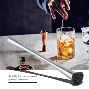 Long Stainless Steel Cocktail Muddler, 11inch Professional Drink Muddler Bar Cocktail Muddler Fruit Mixer DIY Drink Wine Barware Tool