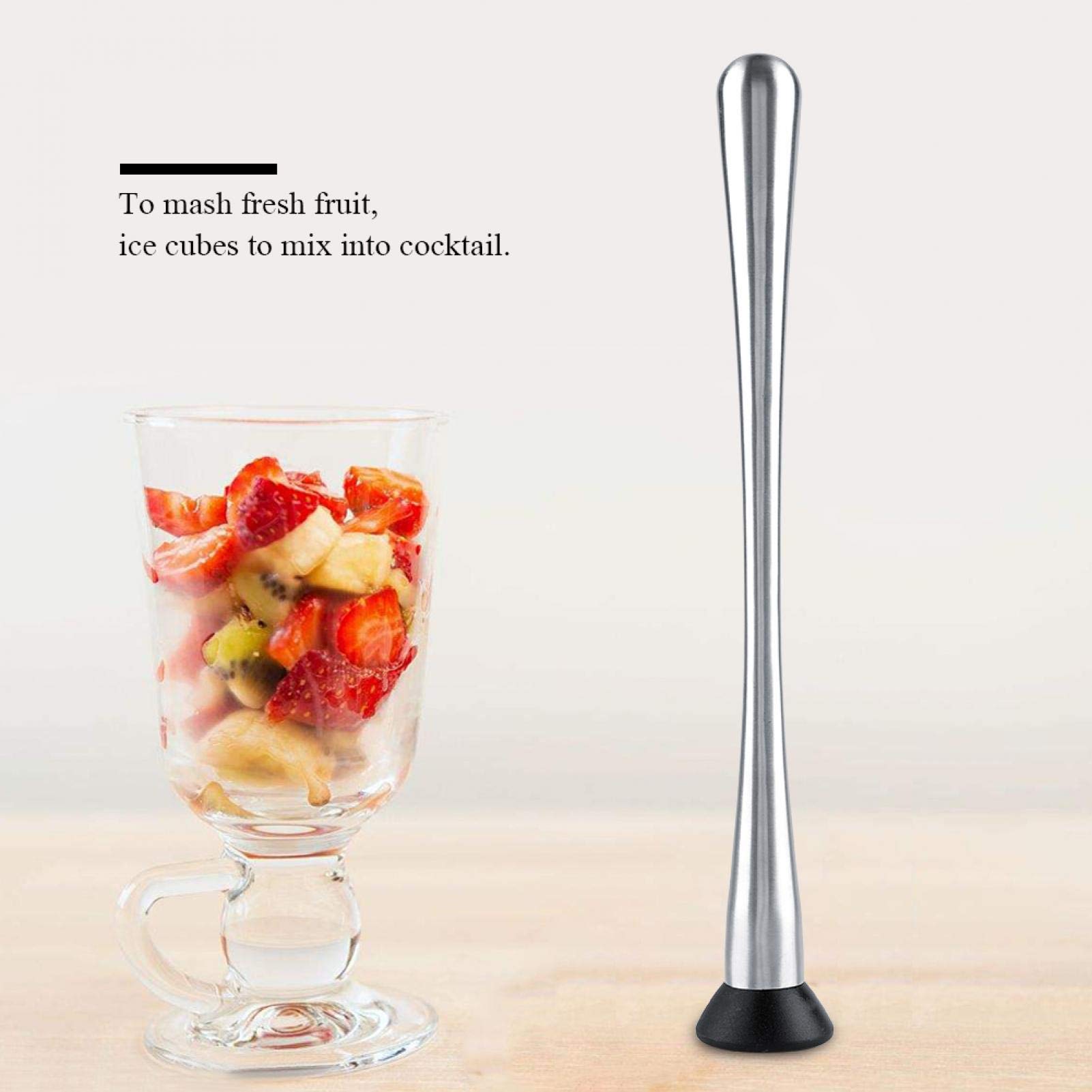 Long Stainless Steel Cocktail Muddler, 11inch Professional Drink Muddler Bar Cocktail Muddler Fruit Mixer DIY Drink Wine Barware Tool