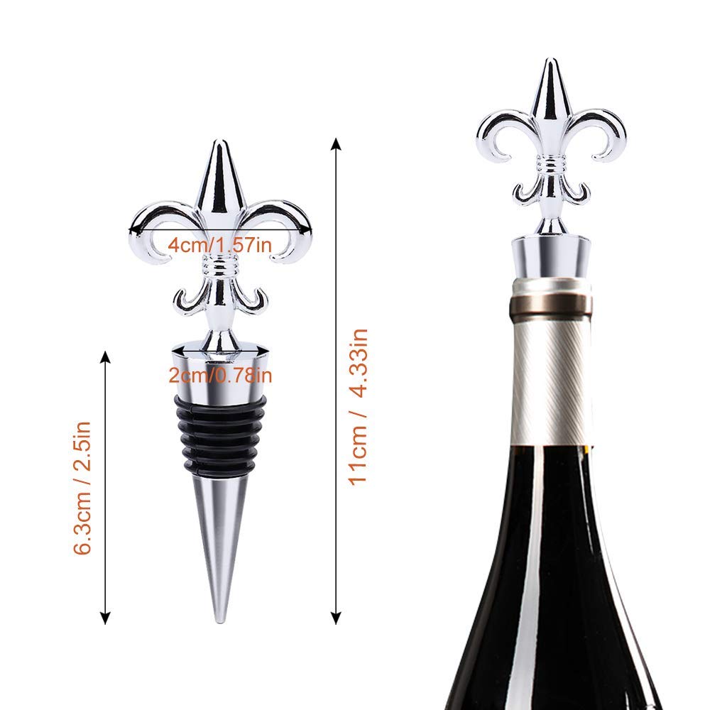 2 Pcs Wine Stopper Decorative Stainless Steel Wine Bottle Stoppers Keep Wine Fresh Sealing, With Gift Box, Wedding Gifts Souvenirs For Coming Guests (Silver)