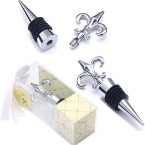 2 Pcs Wine Stopper Decorative Stainless Steel Wine Bottle Stoppers Keep Wine Fresh Sealing, With Gift Box, Wedding Gifts Souvenirs For Coming Guests (Silver)