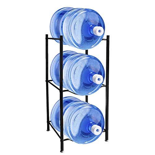 5-Gallon Water Bottle Holder – 3-Tier Water Bottle Organizer for 5-Gallon Jugs – Gallon Water Jug Storage Rack for Kitchen, Pantry, Bar – Cast Iron Water Jug Holder with Removable Tiers