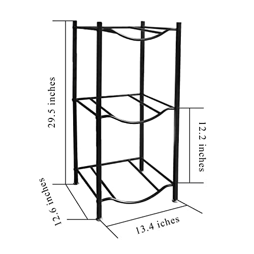 5-Gallon Water Bottle Holder – 3-Tier Water Bottle Organizer for 5-Gallon Jugs – Gallon Water Jug Storage Rack for Kitchen, Pantry, Bar – Cast Iron Water Jug Holder with Removable Tiers