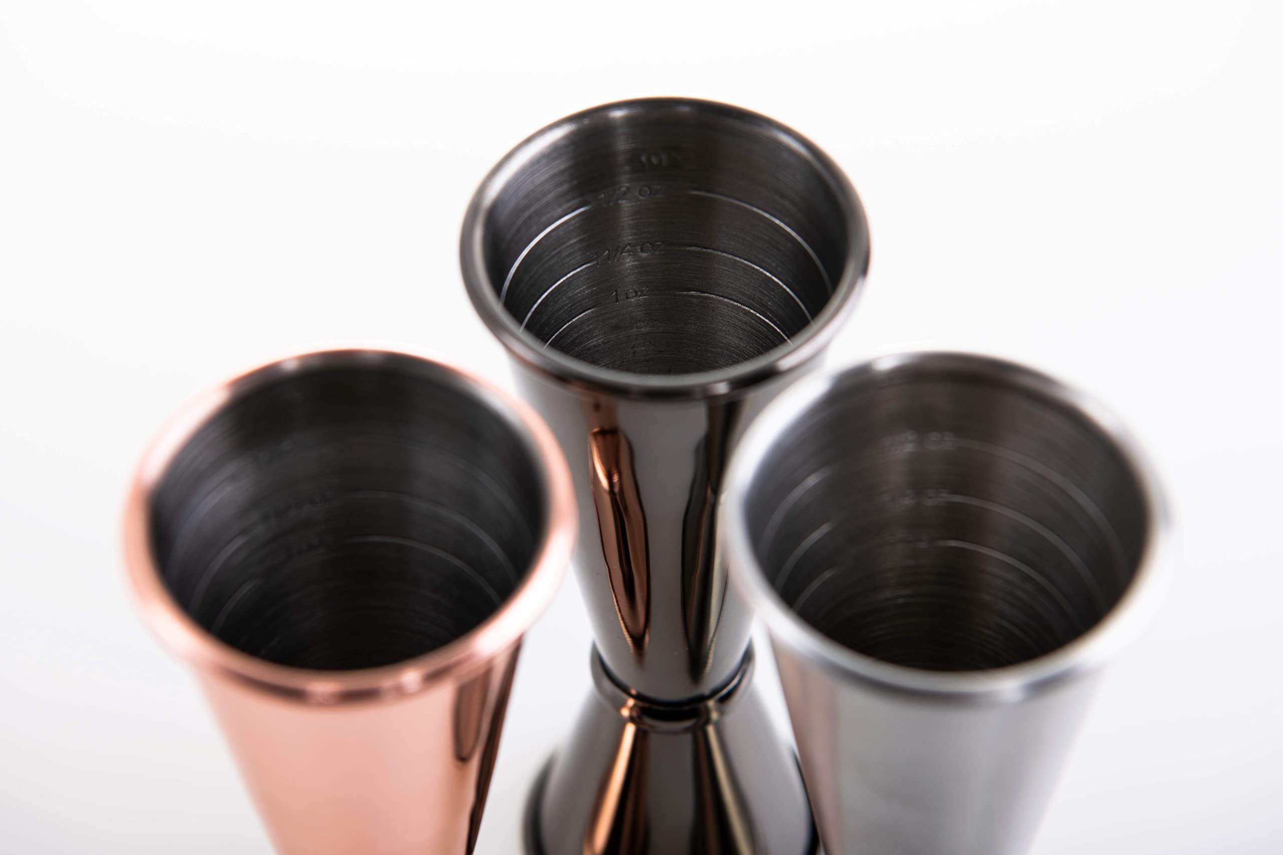 BARIANTTE Rose Gold Cocktail Jigger for Bartending, Jigger with Measurements Inside Double Jigger 2 oz 1 oz, Japanese Jigger Cocktail Measuring Cup, Bar Jigger Shot Measure Jigger Liquor Measurer