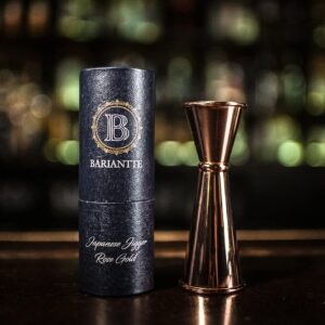 BARIANTTE Rose Gold Cocktail Jigger for Bartending, Jigger with Measurements Inside Double Jigger 2 oz 1 oz, Japanese Jigger Cocktail Measuring Cup, Bar Jigger Shot Measure Jigger Liquor Measurer