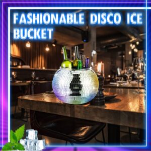 Hoolerry 11L Disco Ice Bucket Disco Party Champagne Ice Bucket Mirror Ball Themed Beer Bucket Retro 70s 80s 90s Theme Disco Party Accessories for Wine Beer Champagne Cooler