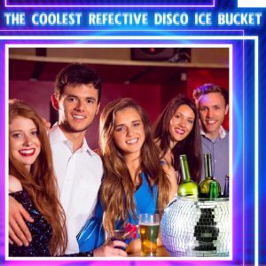 Hoolerry 11L Disco Ice Bucket Disco Party Champagne Ice Bucket Mirror Ball Themed Beer Bucket Retro 70s 80s 90s Theme Disco Party Accessories for Wine Beer Champagne Cooler