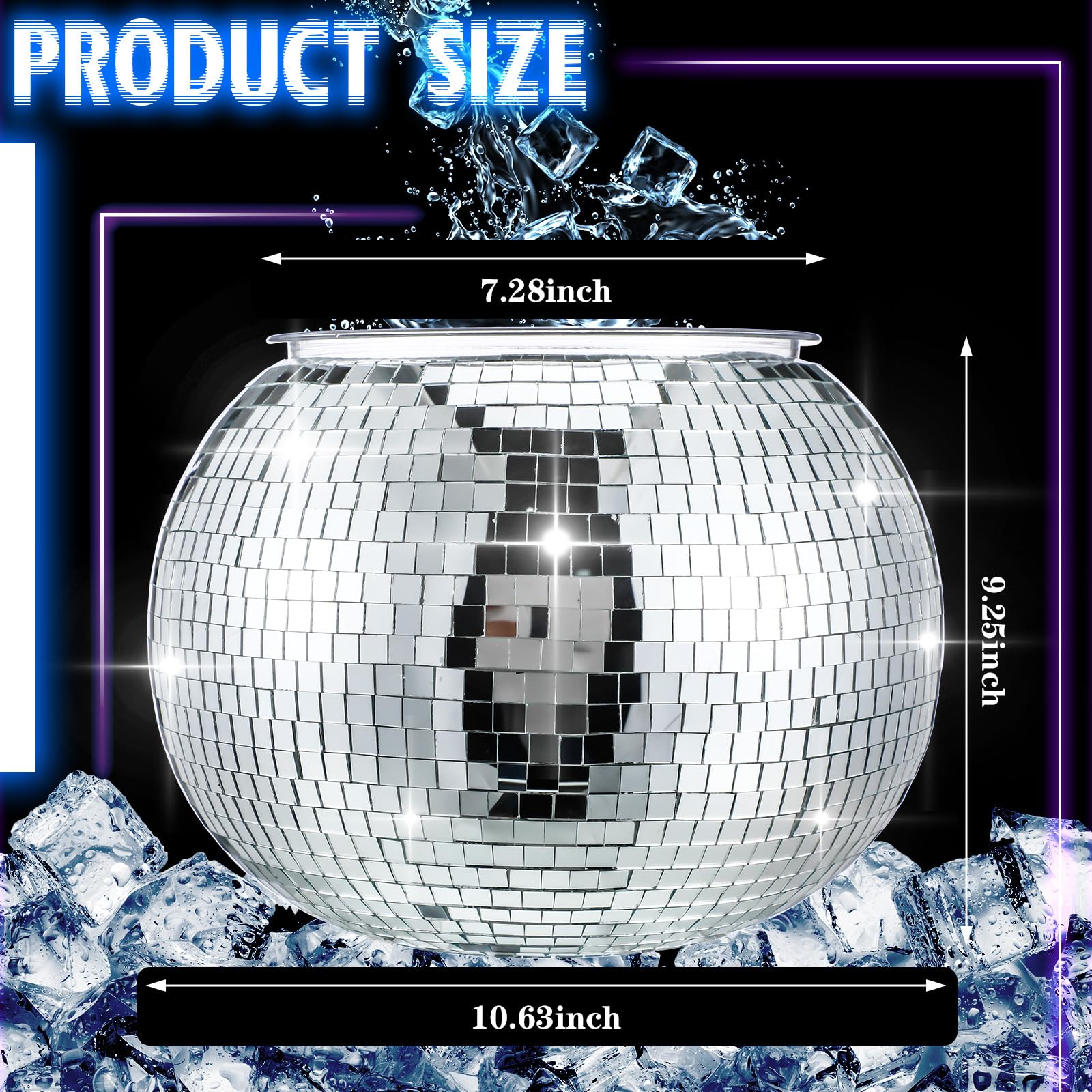 Hoolerry 11L Disco Ice Bucket Disco Party Champagne Ice Bucket Mirror Ball Themed Beer Bucket Retro 70s 80s 90s Theme Disco Party Accessories for Wine Beer Champagne Cooler