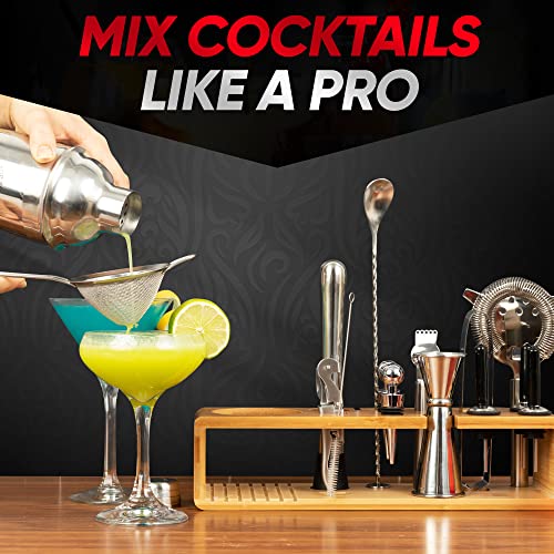 Bartender Tool Set has to Craft Perfect Drinks - Designed for Lasting use and Durability Feel Like a Professional Mixologist - Includes Items Such as a Shaker Jigger and Strainer