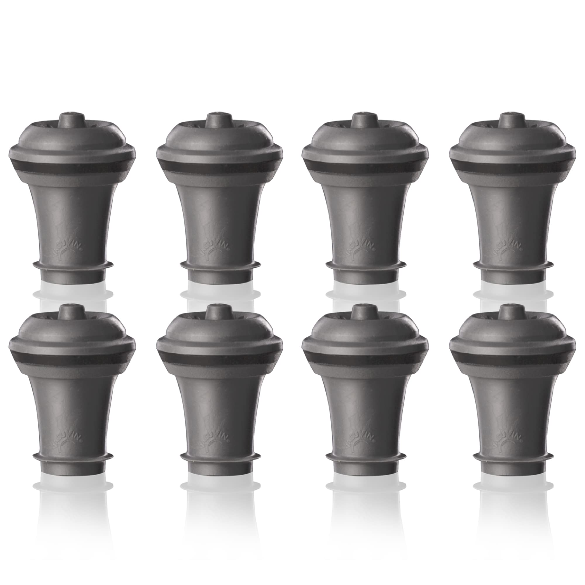 Vacu Vin Wine Saver Vacuum Stoppers - Set of 8 - Gray - for Wine Bottles - Keep Wine Fresh for Up to a Week with Airtight Seal - Compatible with Vacu Vin Wine Saver Pump