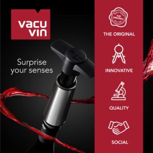 Vacu Vin Wine Saver Vacuum Stoppers - Set of 8 - Gray - for Wine Bottles - Keep Wine Fresh for Up to a Week with Airtight Seal - Compatible with Vacu Vin Wine Saver Pump