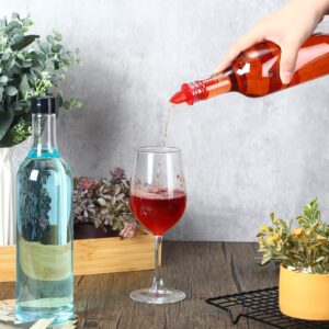 24 Pcs Long Neck Plastic Bottles with Pourer 25 oz Empty Clear Wine Bottles Plastic Liquor Bottles Plastic Pour Bottles with 24 Pourers for Home Party Bar Kitchen