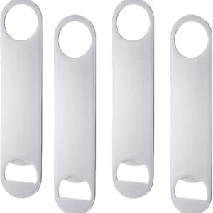 Opaceluuk 4 PCS Beer Bottle Openers,Bar Key for Bartender,Simple and Effective Flat Beer Openers(Skateboard-Silver)