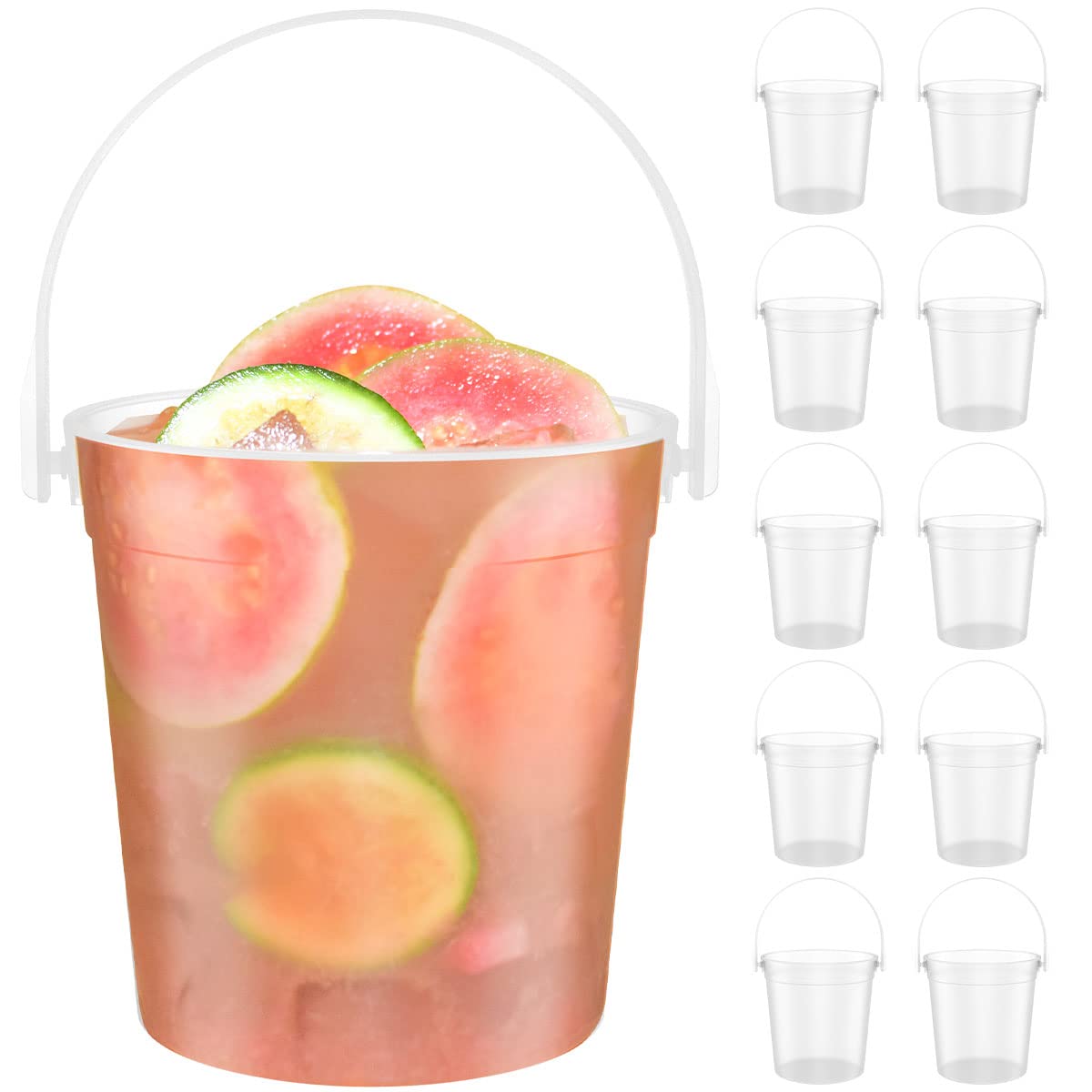 10Pcs Plastic Cocktail Buckets for Drinks, 1L 32oz Reusable Ice Bucket Smoothie Drink Buckets for Party,Liter Ice Bucket Translucent for Bar Beer,Anything but a Cup Party Ideas