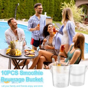 10Pcs Plastic Cocktail Buckets for Drinks, 1L 32oz Reusable Ice Bucket Smoothie Drink Buckets for Party,Liter Ice Bucket Translucent for Bar Beer,Anything but a Cup Party Ideas