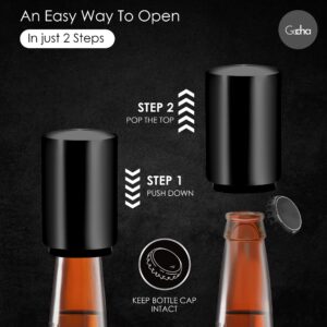 GOCHA Gadgets | Magnetic Bottle Opener | Bottle Cap Opener | Automatic Magnetic Beer Opener | Stainless Steel Magneitc Bottle Cap Catcher | Push & Pull Magnet Bottle Opener | Pack of 1 (Black)