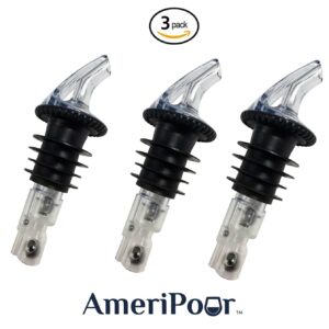 Ameripour - Measured Liquor Pourer - Patron Pour Spout - Made 100% In The USA. Bar Spouts That Don't Leak - No Cracks, Just A Perfect Cocktail Pour Every Time. (Clear, 1.25oz (37ml) - 3 Pack)