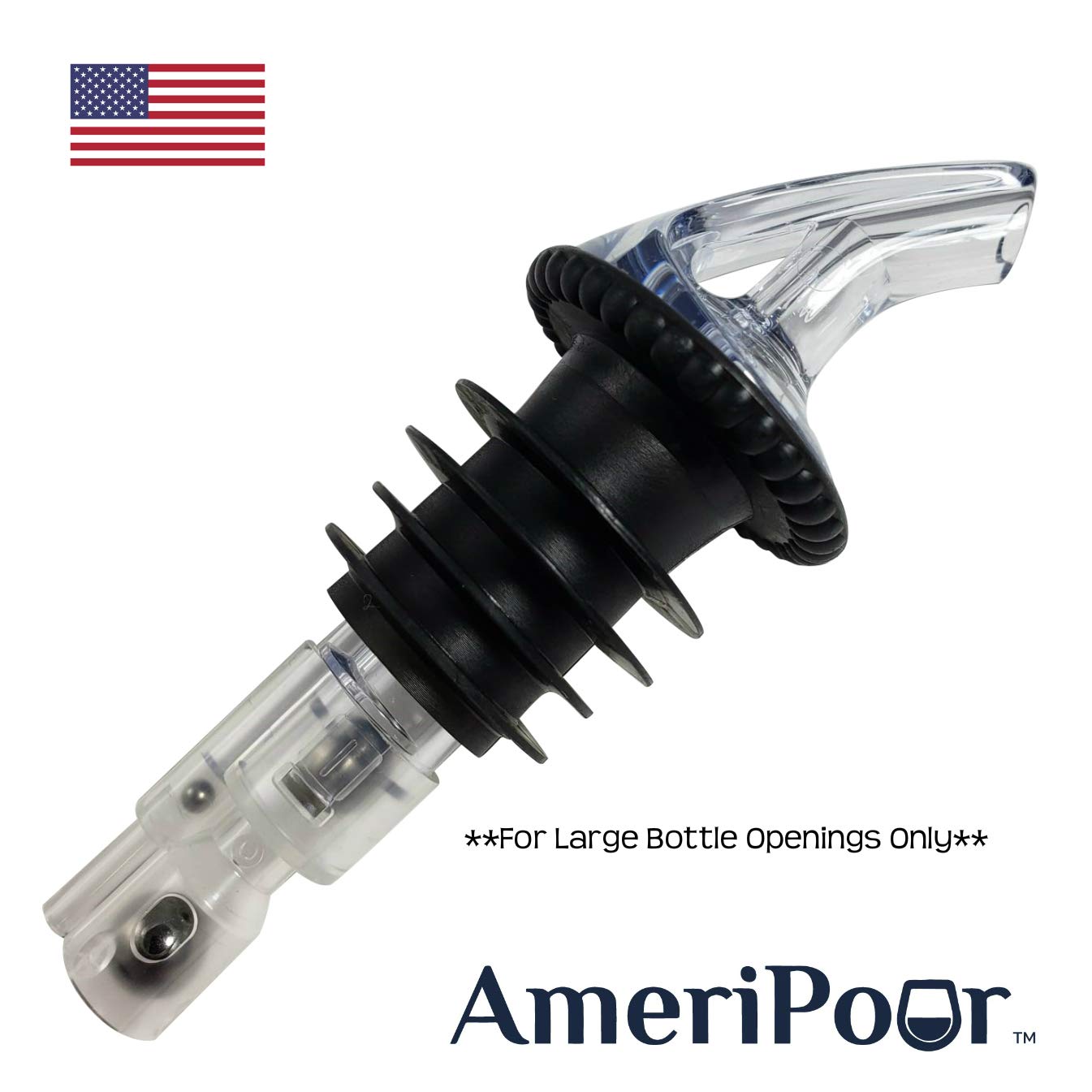 Ameripour - Measured Liquor Pourer - Patron Pour Spout - Made 100% In The USA. Bar Spouts That Don't Leak - No Cracks, Just A Perfect Cocktail Pour Every Time. (Clear, 1.25oz (37ml) - 3 Pack)