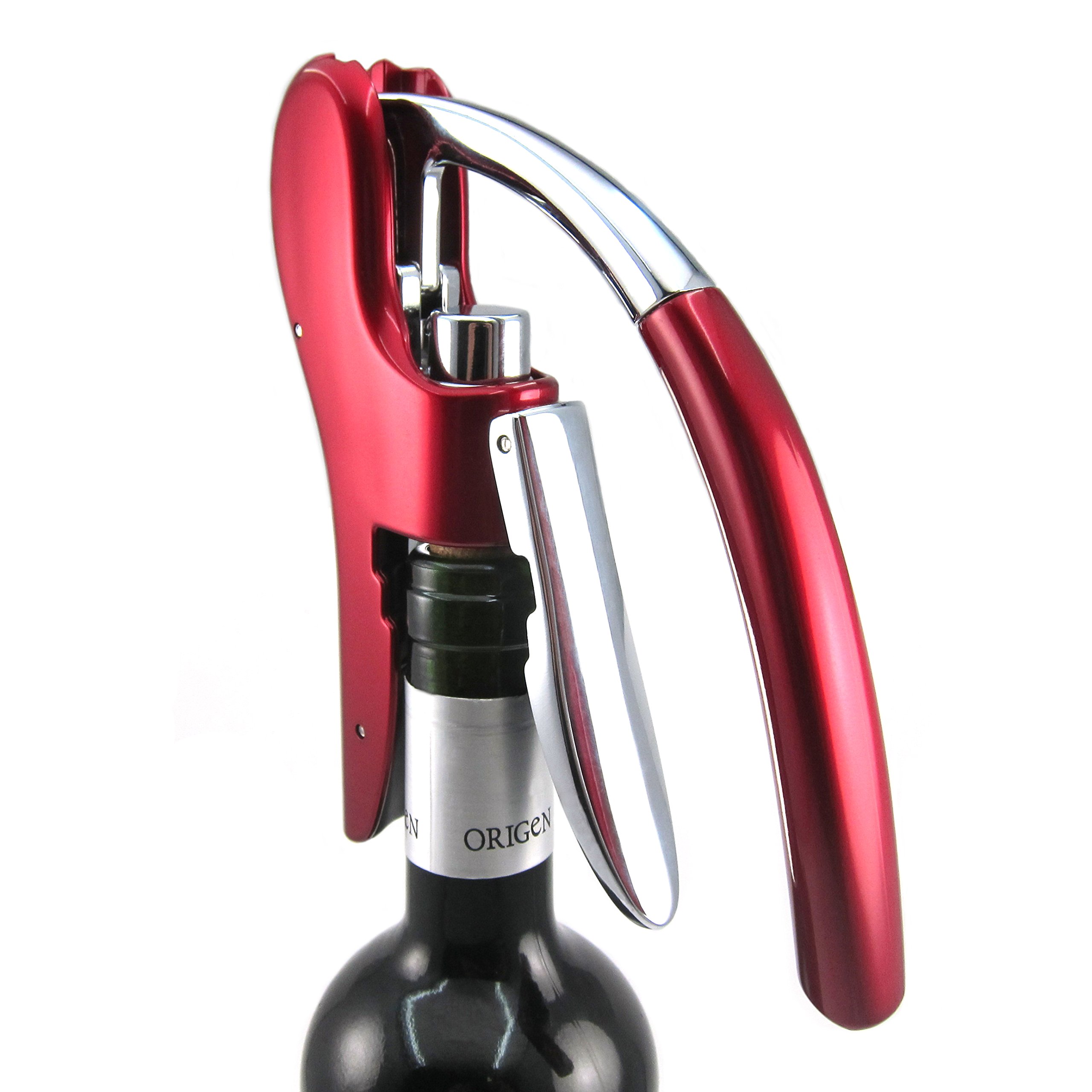 KAYCROWN Wine Bottle Opener, Vertical Lever Corkscrew with Built in Foil Cutter Design, Manual Handheld Corkscrew with Ergonomic Lever Pump