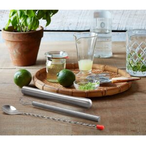 Muddler for Cocktails 3 Piece, 9" Stainless Steel Cocktail Muddler 11" Mixing Spoon and 10" Bar Whisk, Home Bar Tools Bartender Set for Cocktail, Drink, Mojito, Old Fashioned, Margaritas, Fruit Juice