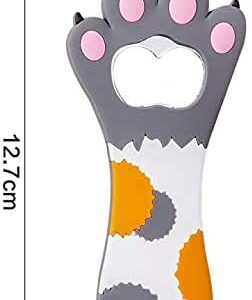 Cute Cat Paw Bottle Opener Magnet,Refrigerator Magnet Silicone Metal Bottle Opener for Beer Coke Bartender Kitchen Barware Metal Novelty Cute Fun Shape,Unique Birthday Beer Gifts Ideas (Gray)