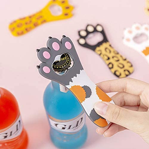 Cute Cat Paw Bottle Opener Magnet,Refrigerator Magnet Silicone Metal Bottle Opener for Beer Coke Bartender Kitchen Barware Metal Novelty Cute Fun Shape,Unique Birthday Beer Gifts Ideas (Gray)