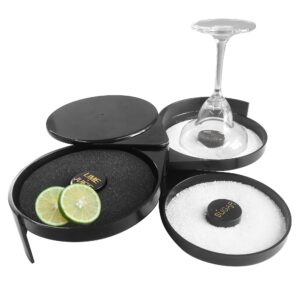 3-tiers margarita salt rimmer set,margarita rim sugar set, salt and sugar container for bar, bar tools,cocktail accessories, bartender mountings