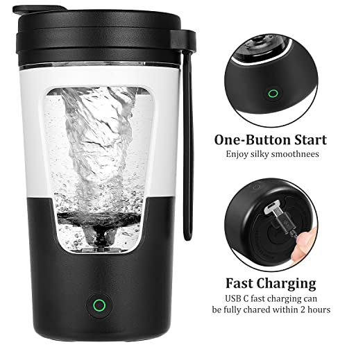 HUIKE Electric Protein Shaker Bottle, Made with Tritan - BPA Free - 16 oz Portable Mixer Cup/USB Rechargeable Shaker Cups for Protein, Coffee, Shakes