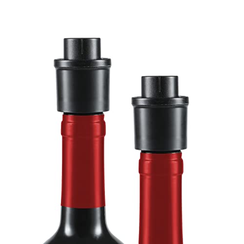 Wine Bottle Stoppers,Vacuum Wine Stopper,Reusable Wine Preserver, Wine Corks Keep Wine Fresh 15 Days, Wine Accessories for Home,Bar, Restaurant,Black [2 pack]