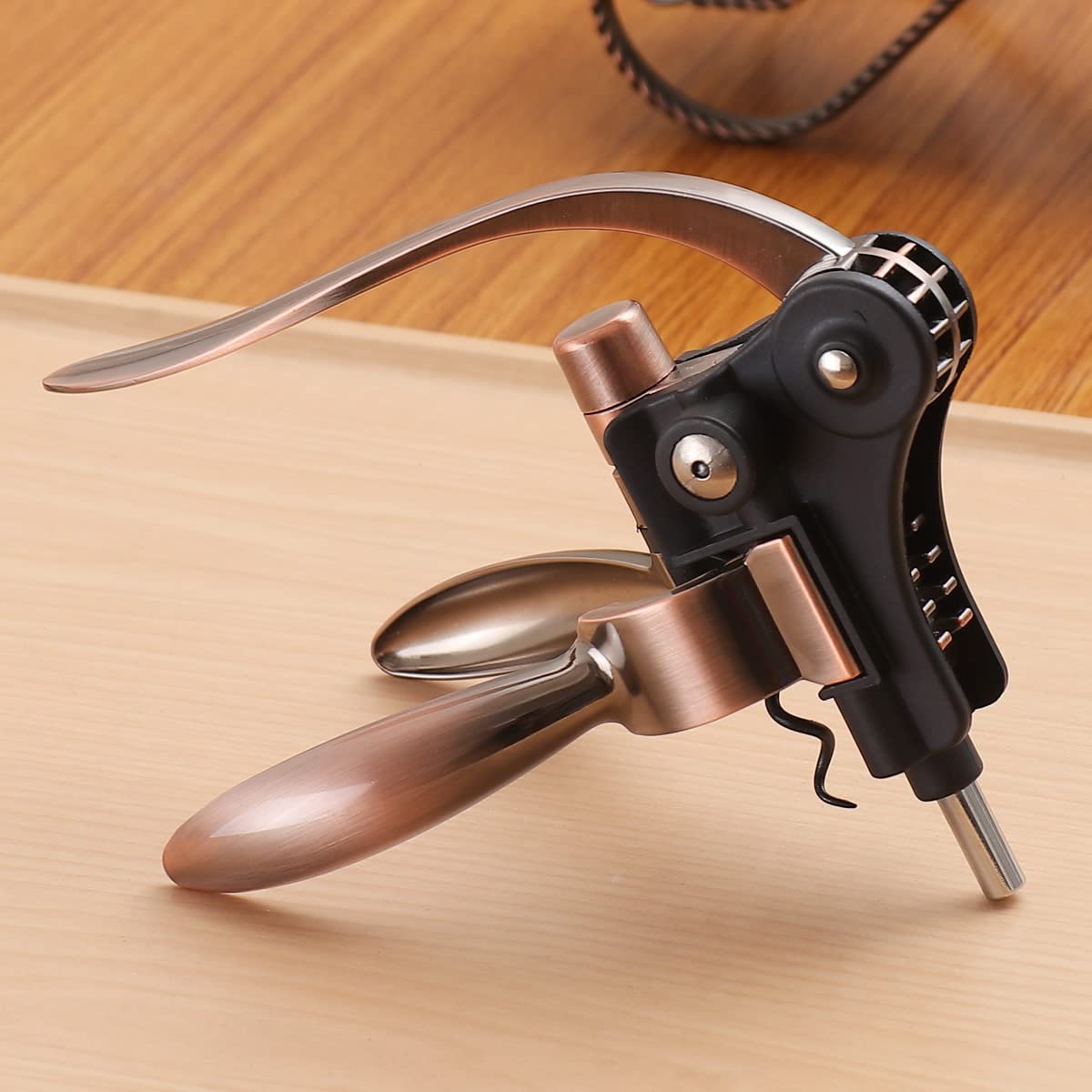 ORZ Rabbit Corkscrew Wine Opener, Easy Lever Corkscrew with No-Stick Worm, Lever Cork Wine Opener (Bronze)