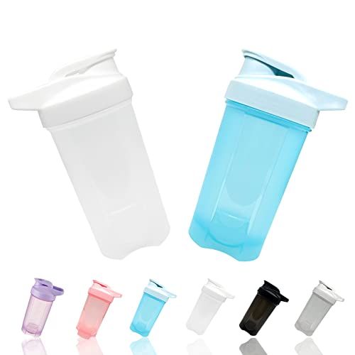 YAYAYOUNG Shaker Bottle Protein Shakes Cup and 16-Ounce/500ML Shaker Bottle with Whisk Balls, Protein Shaker Bottle Set, Free of BPA plastic (Bule+White(2PCS))