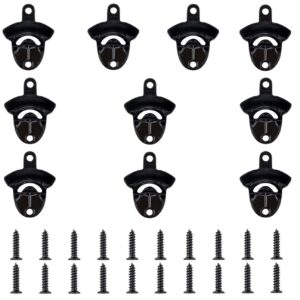 10 pcs wall mount bottle openers vintage beer bottle opener suitable for rustic bars ktv hotels homes restaurant - black