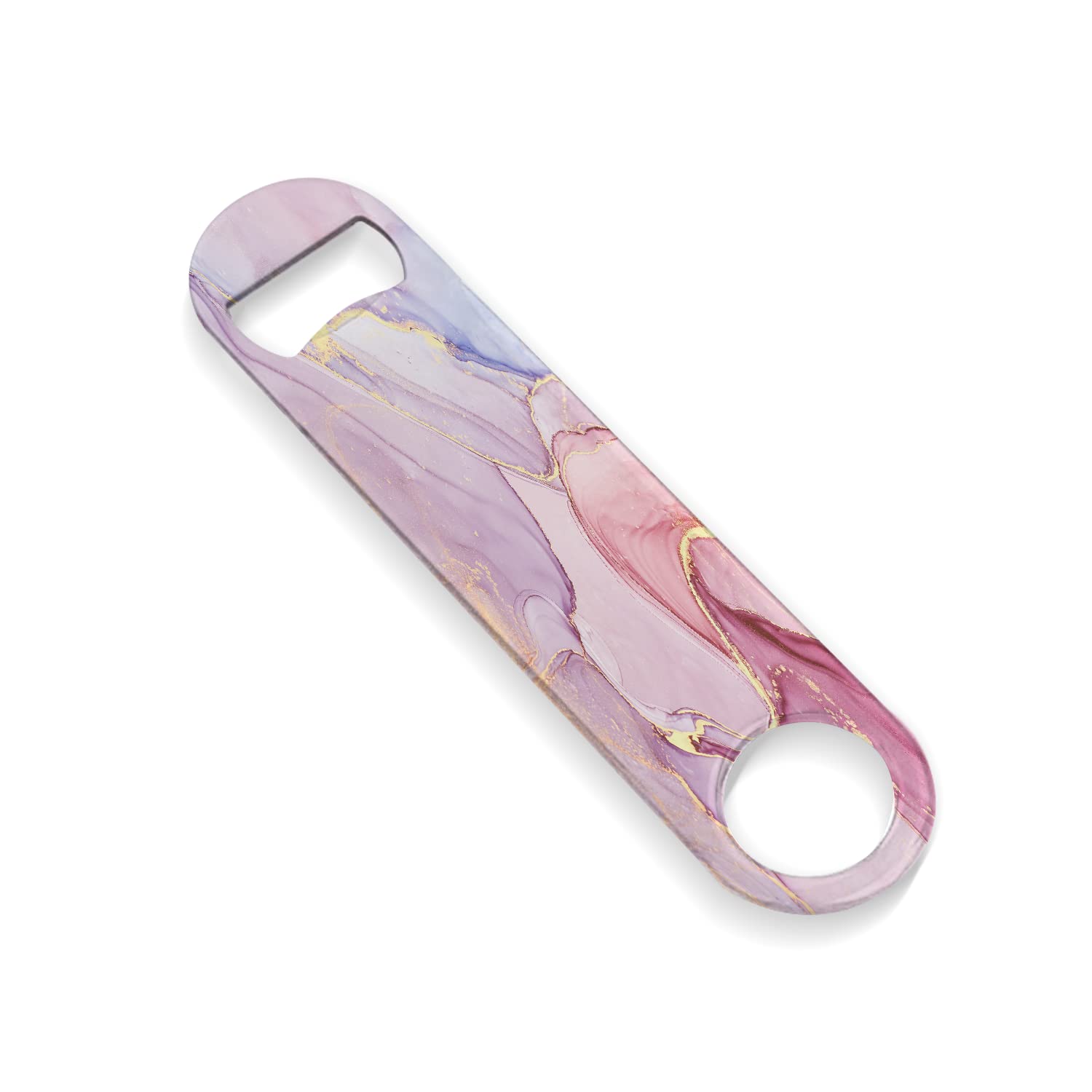 Flat Bottle Opener Heavy Duty Bottle Opener for Bartender Stainless Steel Beer Bottle Opener 7 inches Pink Marble Pattern