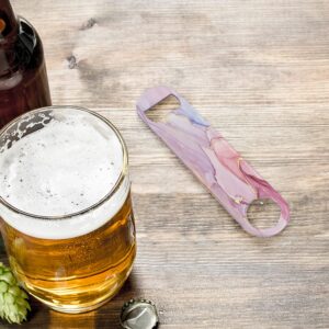 Flat Bottle Opener Heavy Duty Bottle Opener for Bartender Stainless Steel Beer Bottle Opener 7 inches Pink Marble Pattern