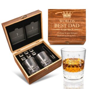 fj frederick james gifts for dad from daughter - engraved 'worlds best dad. you'll always be my hero' whiskey glass set i dad birthday gift i dad gifts from daughter