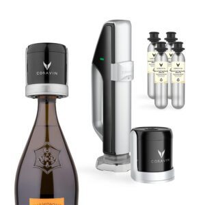 coravin sparkling wine preservation system - preserve wine for 4 weeks - wine saver for sparkling wine - with pure sparkling co2 gas capsules - for champagne and other sparkling wines