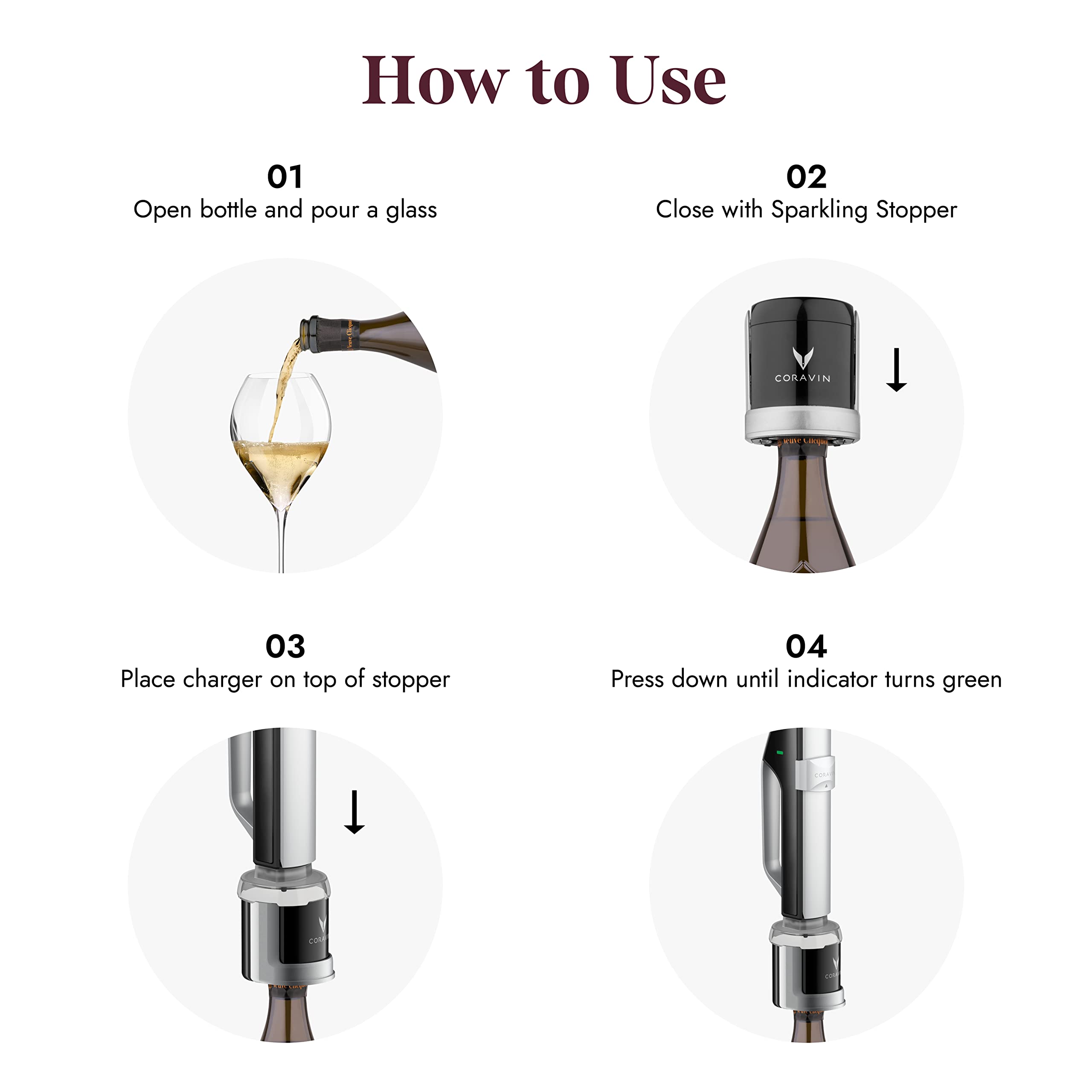 Coravin Sparkling Wine Preservation System - Preserve Wine for 4 Weeks - Wine Saver for Sparkling Wine - With Pure Sparkling CO2 Gas Capsules - For Champagne and Other Sparkling Wines