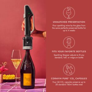 Coravin Sparkling Wine Preservation System - Preserve Wine for 4 Weeks - Wine Saver for Sparkling Wine - With Pure Sparkling CO2 Gas Capsules - For Champagne and Other Sparkling Wines